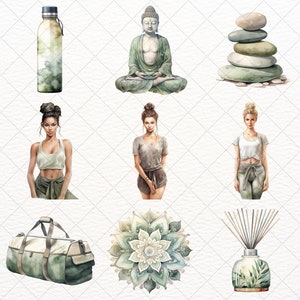 Watercolor Yoga Lover Clipart Bundle, Meditation Clip Art, Self Care ...
