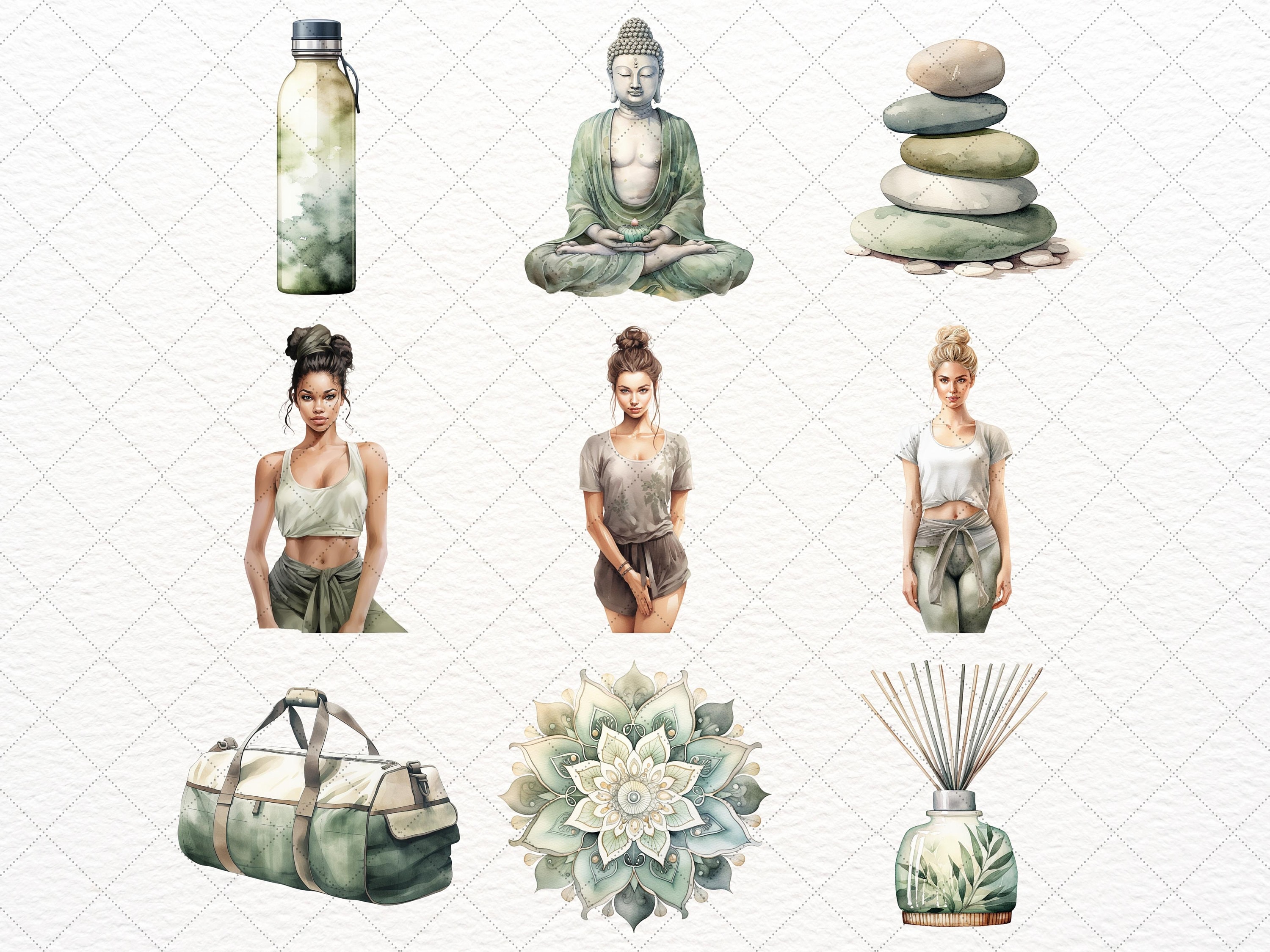 Watercolor Yoga Lover Clipart Bundle, Meditation Clip Art, Self Care ...