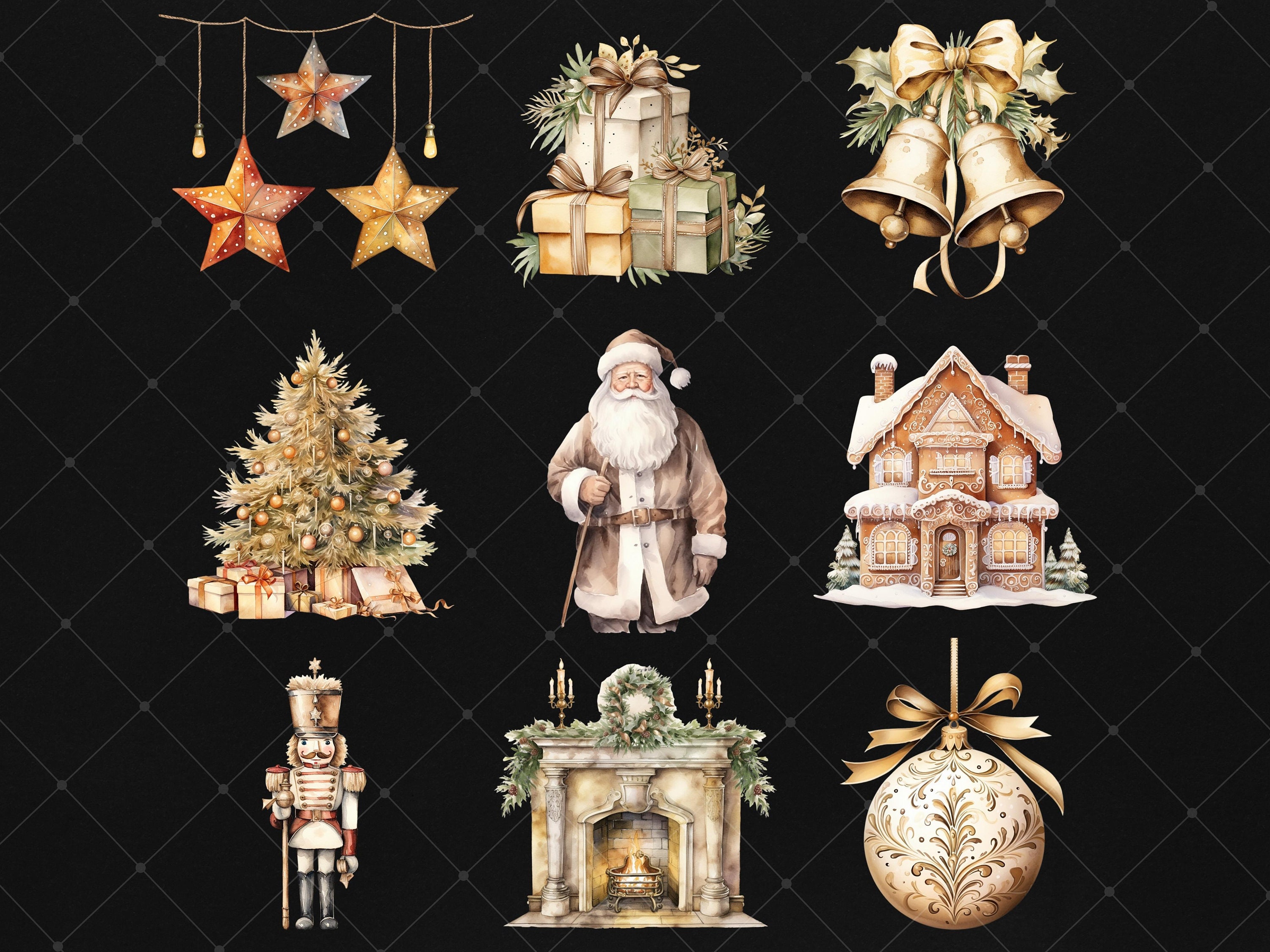 Watercolor Cozy Christmas PNG Clipart Bundle Images, Christmas Clipart ...