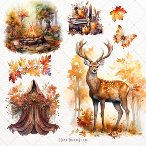38 Watercolor Fall Forest Fairy Clipart Bundle PNG, Magical Autumn ...