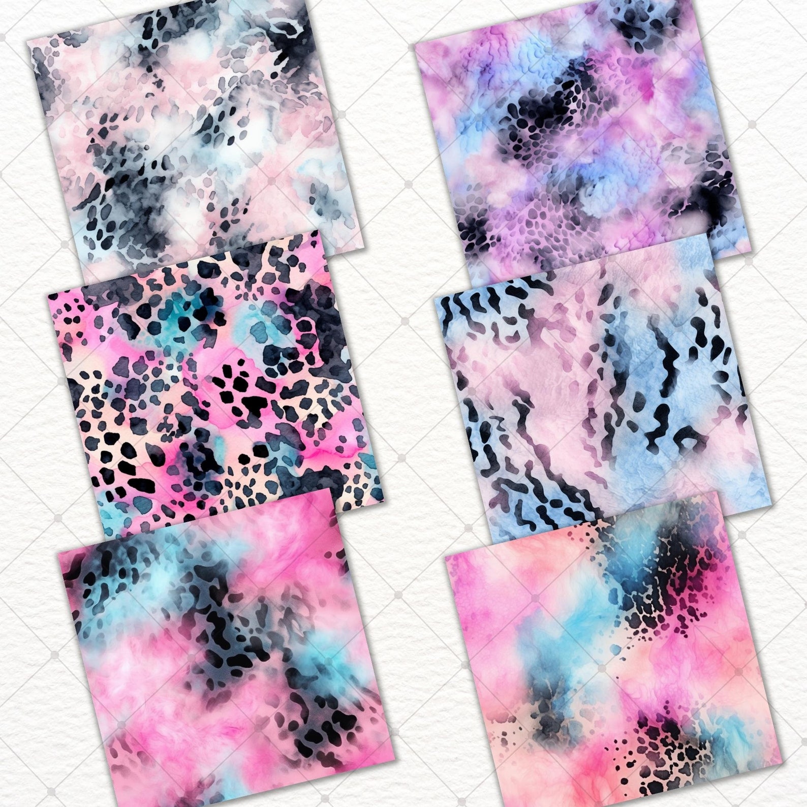 Seamless Watercolor Pastel Leopard Patterns, Animal Print JPEG, Digital ...