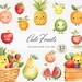 Watercolor Cute Fruits Clipart Bundle, Funny Fruits Berries Clip Art ...