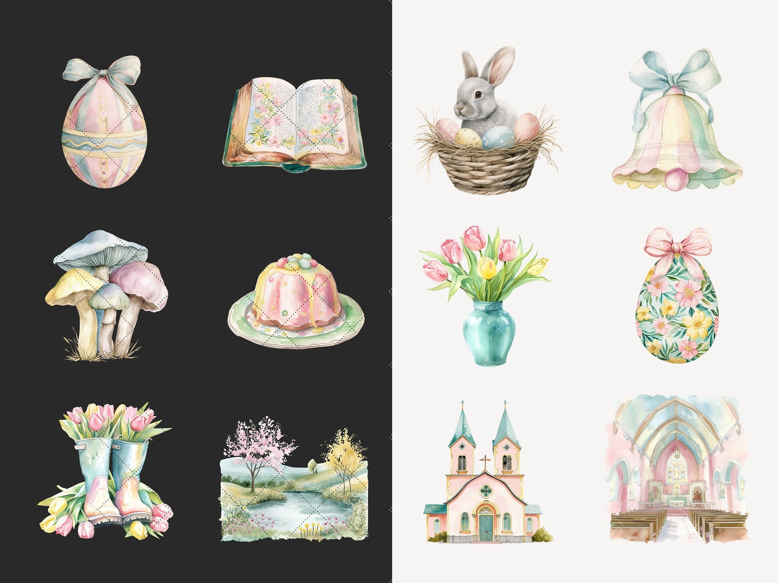 Watercolor Pastel Easter Clipart, Pastel Easter Eggs Clip Art, Easter ...
