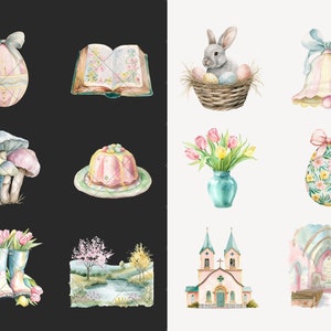 Watercolor Pastel Easter Clipart, Pastel Easter Eggs Clip Art, Easter ...