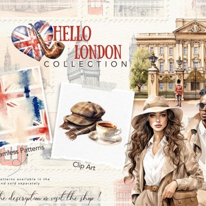 Watercolor Hello London Clipart Bundle, Big Ben, Buckingham Palace ...