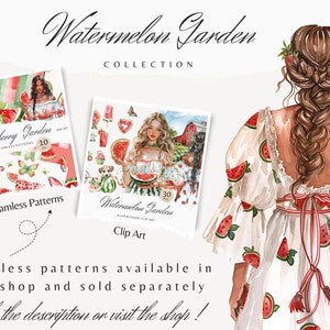 Watercolor Watermelon Garden Clipart Bundle, Fruit Clip Art, Summer ...