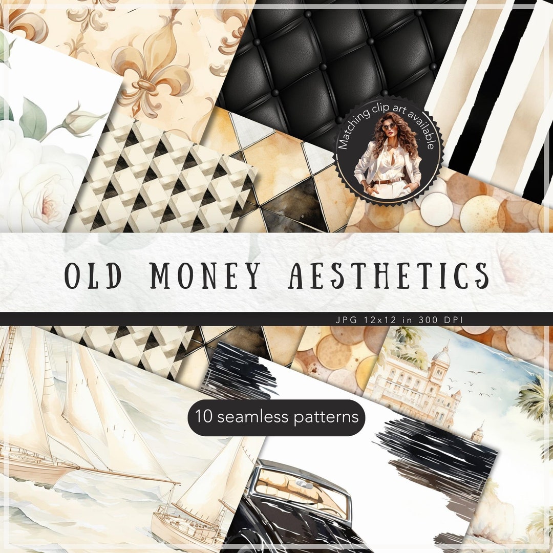 Watercolor Old Money Aesthetics Seamless Patterns, Leather Texture ...