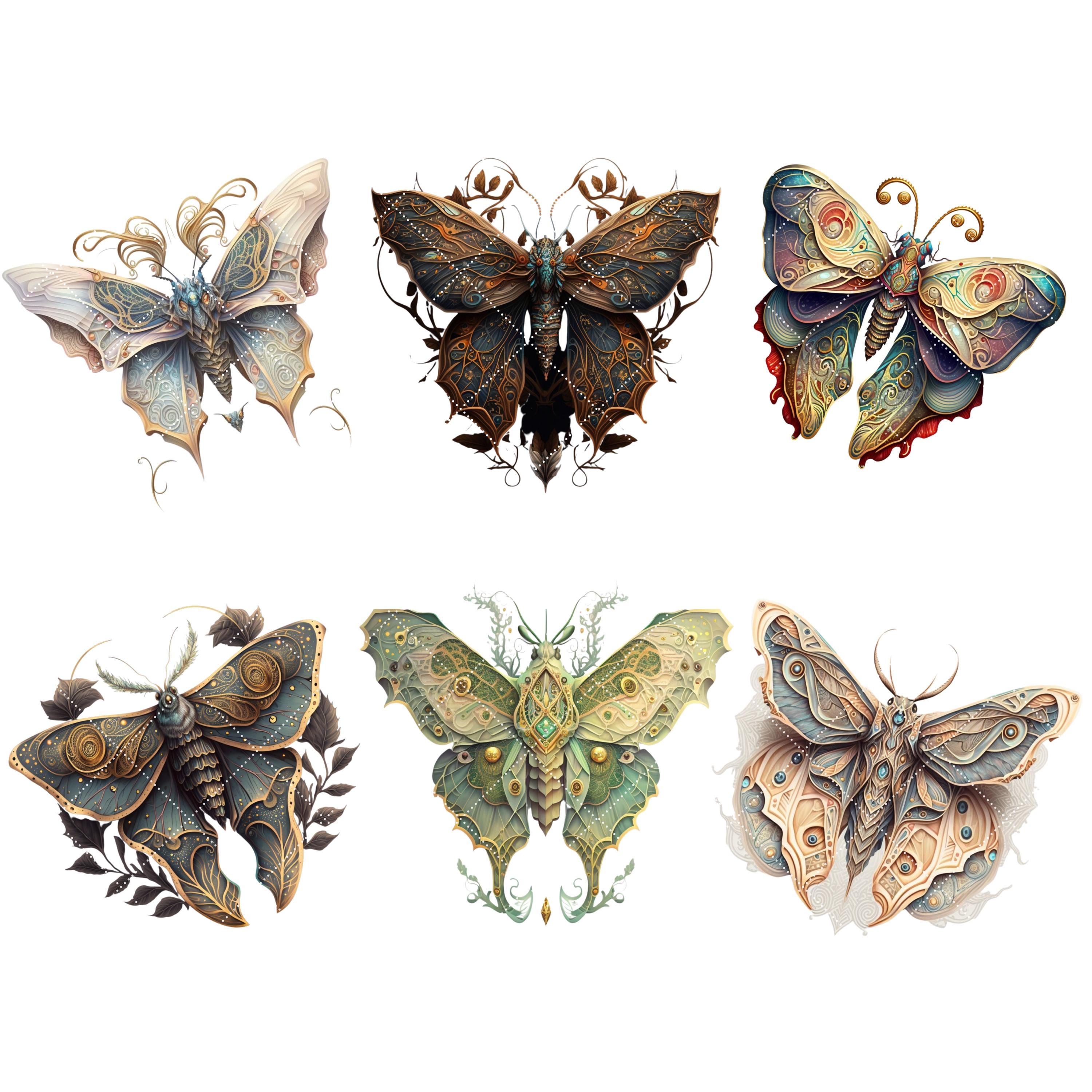 20 Magical Butterflies, Magic Moths, Butterfly PNG Bundle, Witch Clip ...