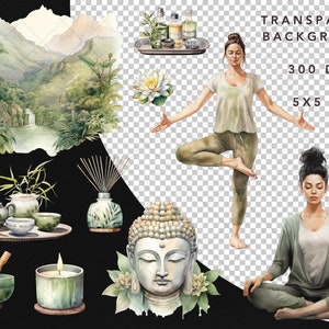 Watercolor Yoga Lover Clipart Bundle, Meditation Clip Art, Self Care ...