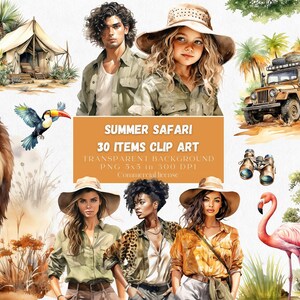 Watercolor African Summer Safari Clipart Cute Safari Animals - Etsy