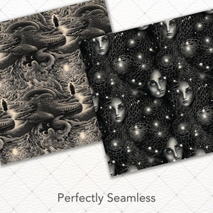 14 Seamless Watercolor Fantasy Phantoms Patterns, Mystical Digital ...
