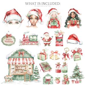 Watercolor Santa's Helper Clipart, Winter Christmas Clip Art, Santa ...