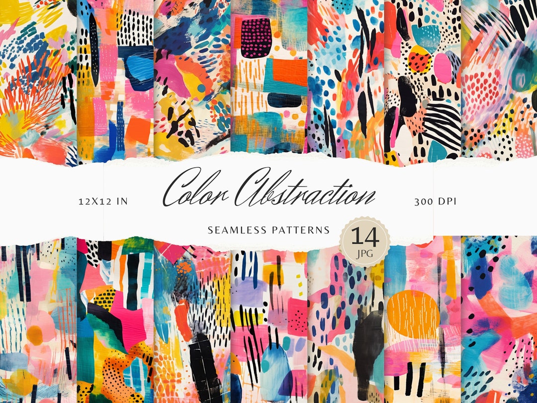 14 Seamless Watercolor Color Abstraction Patterns, Digital Download ...