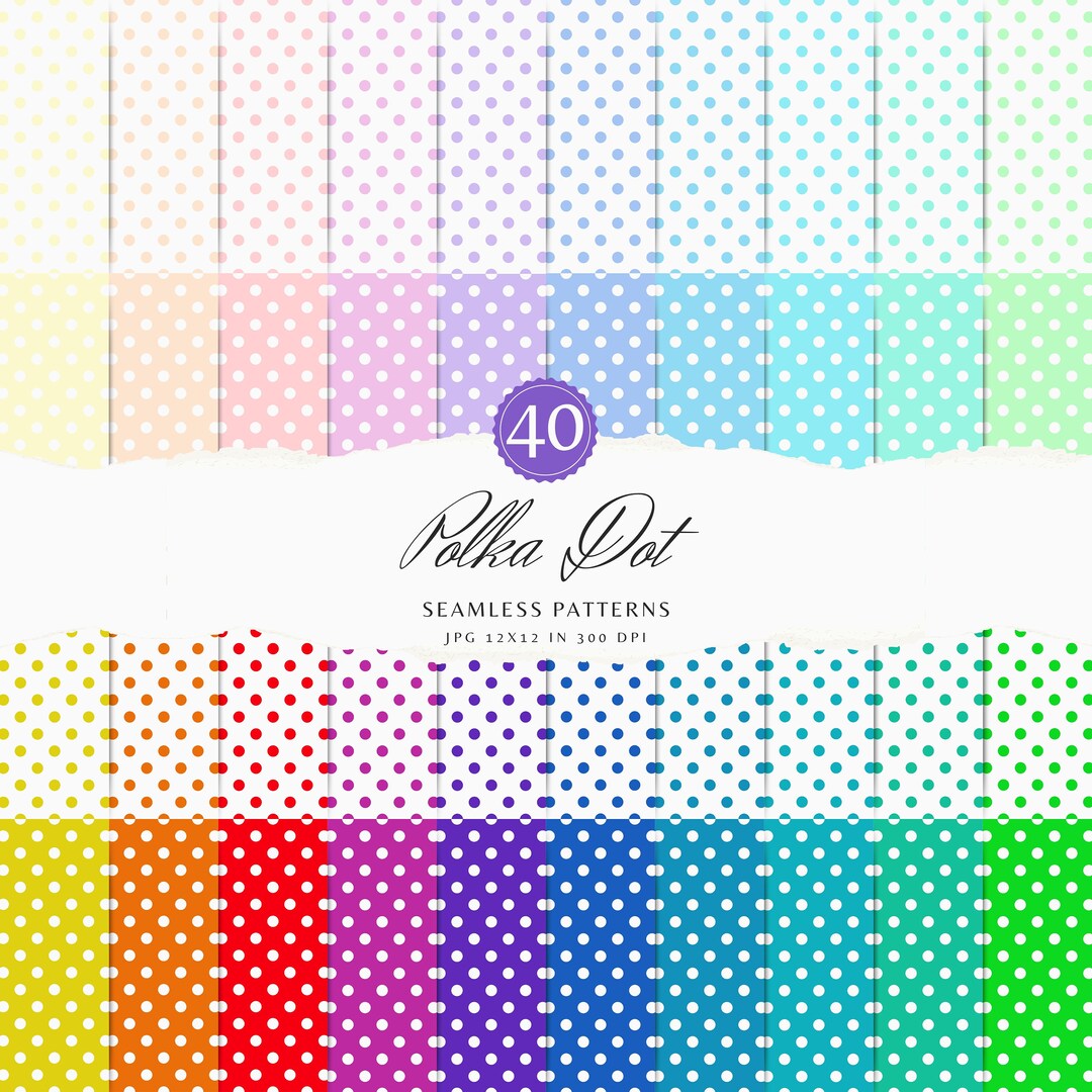 Pastel Polka Dot Seamless Patterns, Rainbow Polka Dot Digital Paper ...