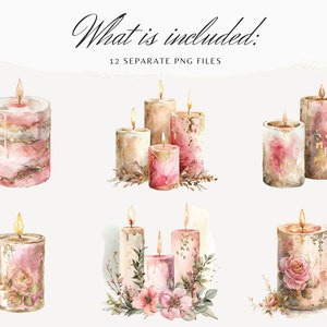Watercolor Vintage Candles Clipart, Candle Clip Art, Antique Candles ...