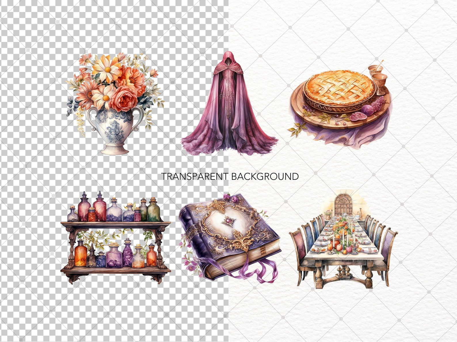 Watercolor Medieval Clipart Bundle PNG, Knights, Castles, Princess ...