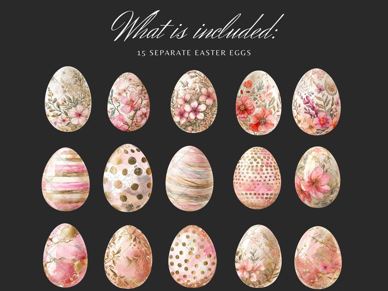 Watercolor Pink Easter Eggs Clipart, Pastel Easter Clip Art, Easter ...
