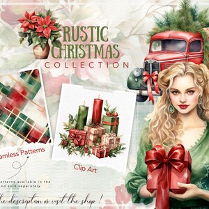 Watercolor Rustic Christmas Clipart Bundle, Farmhouse Holiday Clip Art ...