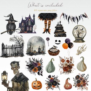 Watercolor Halloween Clipart Bundle, Spooky Season Clip Art, Black Cat ...