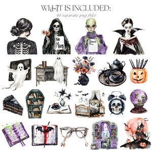 Watercolor Halloween Planner Clipart, Spooky Planner Clip Art, Planner ...