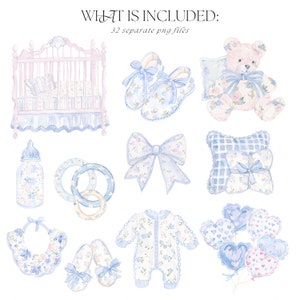 Watercolor Grandmillennial Baby Clipart Bundle, Pastel Baby Toys Clip ...