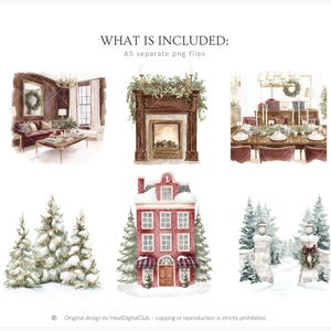 Watercolor Velvet Noël Clipart, Cozy Winter Elegant Holiday, Christmas ...