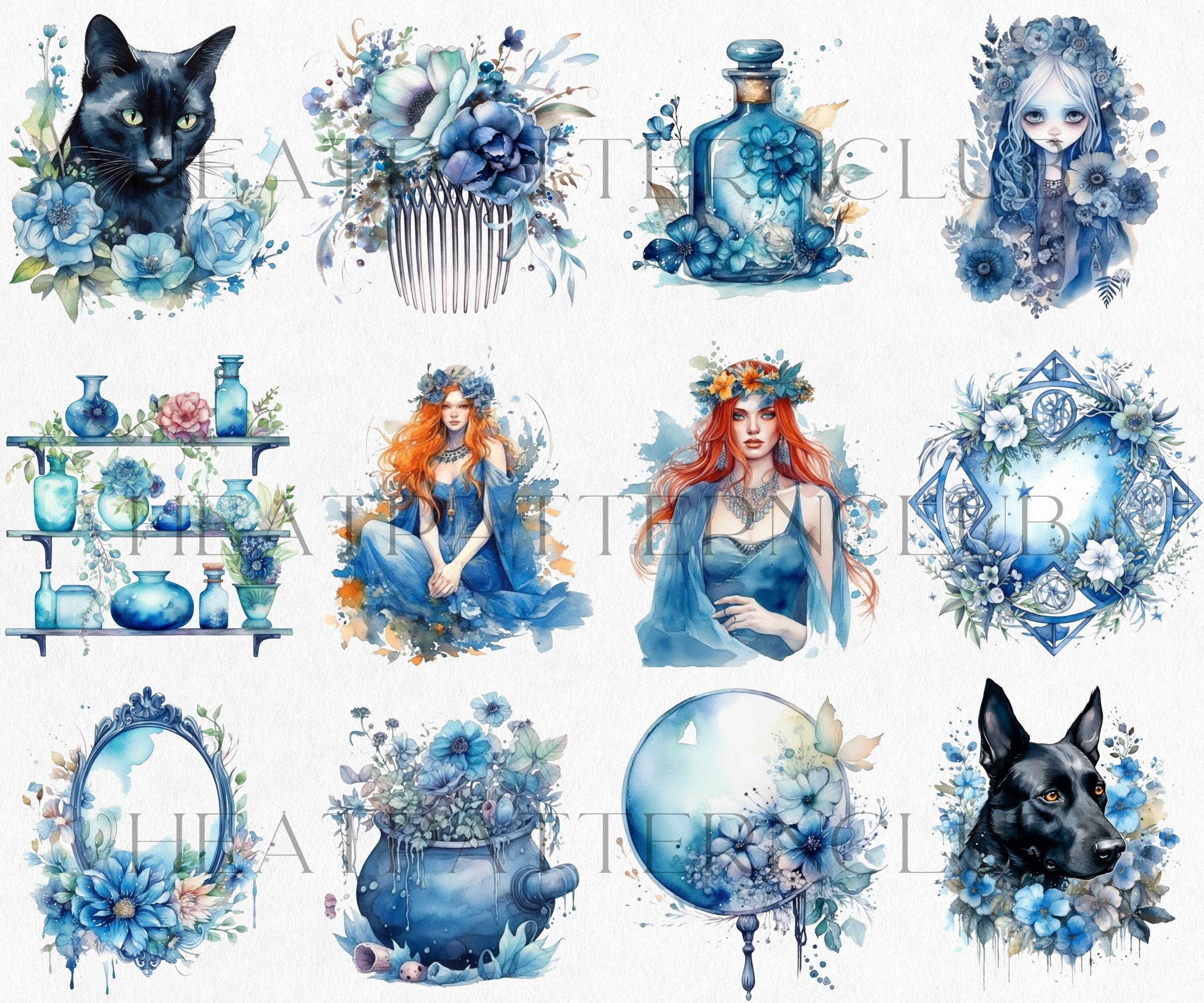 72 Witchy Items Watercolor Clipart Witch Clip Art Png Magic - Etsy