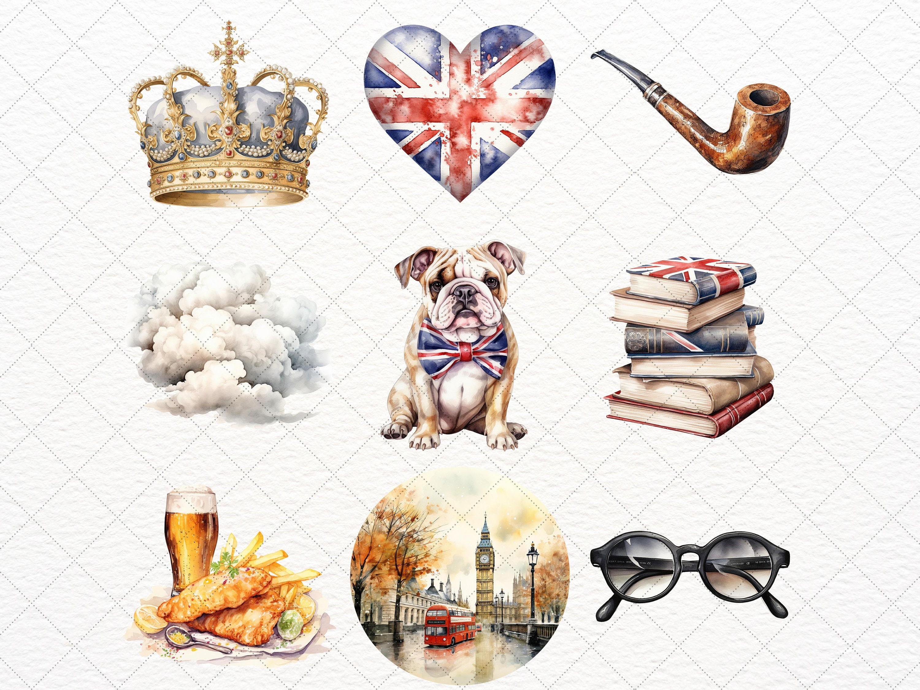 Watercolor Hello London Clipart Bundle, Big Ben, Buckingham Palace ...