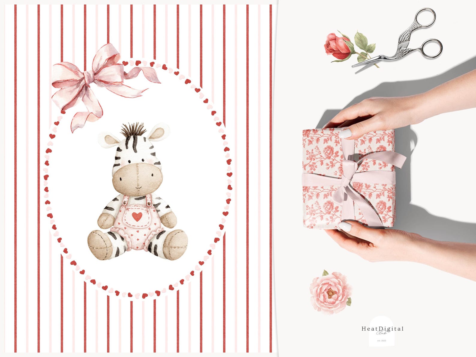 Watercolor Valentine’s Day Clipart, Romantic Atelier PNG, Cute Vintage ...