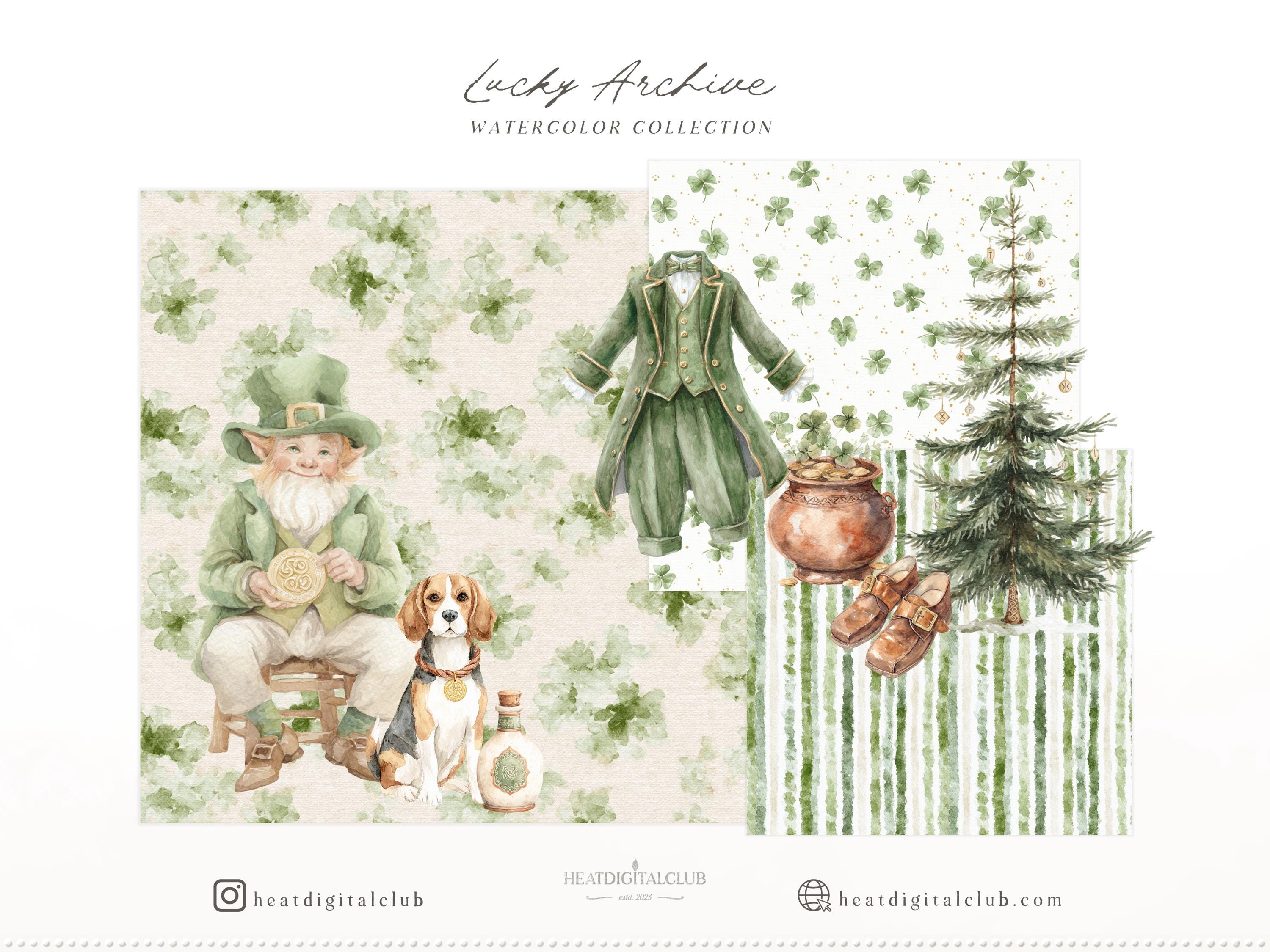 Watercolor Lucky Archive Clipart, St. Patrick’s Day PNG, Leprechaun ...