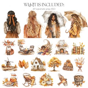 Watercolor Rustic Autumn Clipart Bundle, Fall Clipart PNG, Neutral Cozy ...