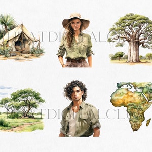 Watercolor African Summer Safari Clipart Cute Safari Animals - Etsy