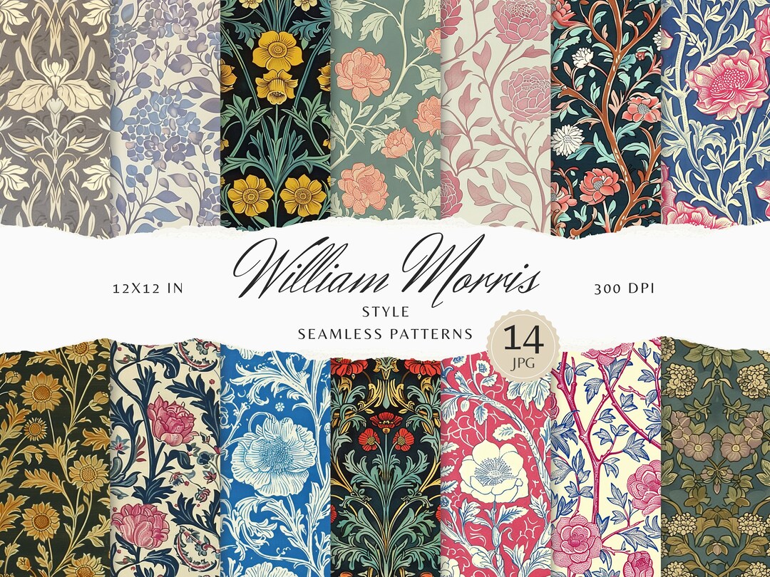 14 Seamless William Morris Patterns, Vintage Floral Digital Download ...