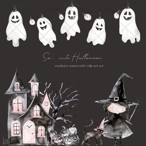 Watercolor Cute Halloween Clipart Bundle, Pastel Spooky Clip Art ...