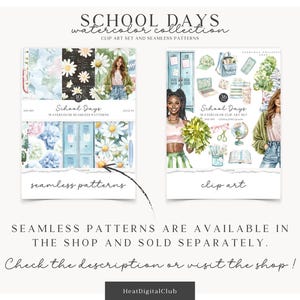 Watercolor School Days Clipart, Back to School Planner Clip Art ...