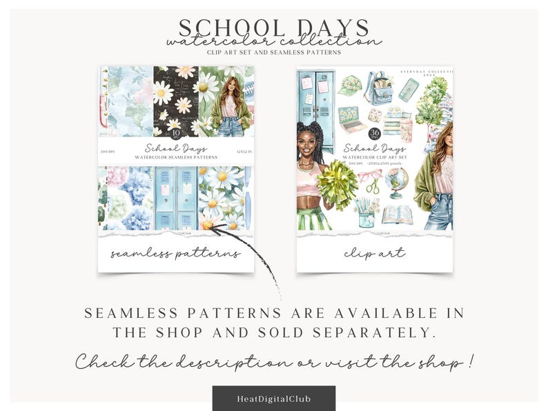 Watercolor School Days Clipart, Back to School Planner Clip Art ...