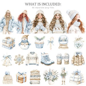 Watercolor Frosty Coziness Clipart, Cozy Winter Clip Art Bundle ...