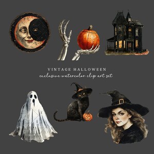 Vintage Creepy Halloween Clipart, Old Style Antique Halloween Clip Art ...