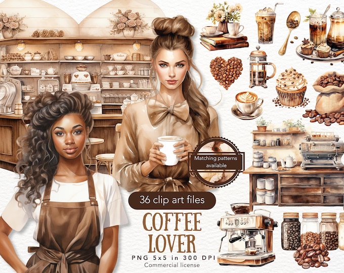 Watercolor Coffee Clipart, Coffee Drinks Clip Art, Coffee Lover PNG ...