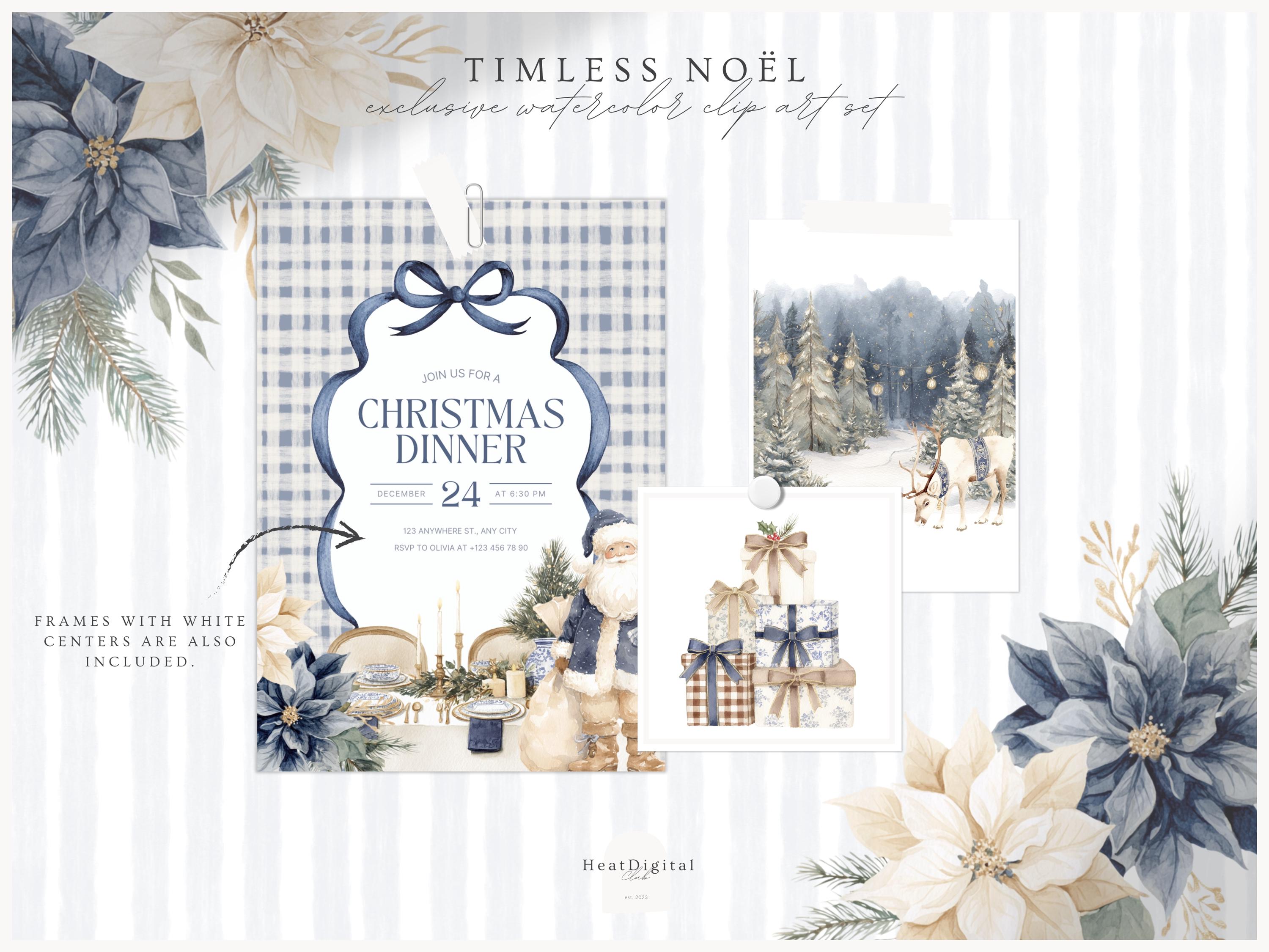 Watercolor Timeless Noël Clipart, Cozy Winter Clip Art Bundle ...