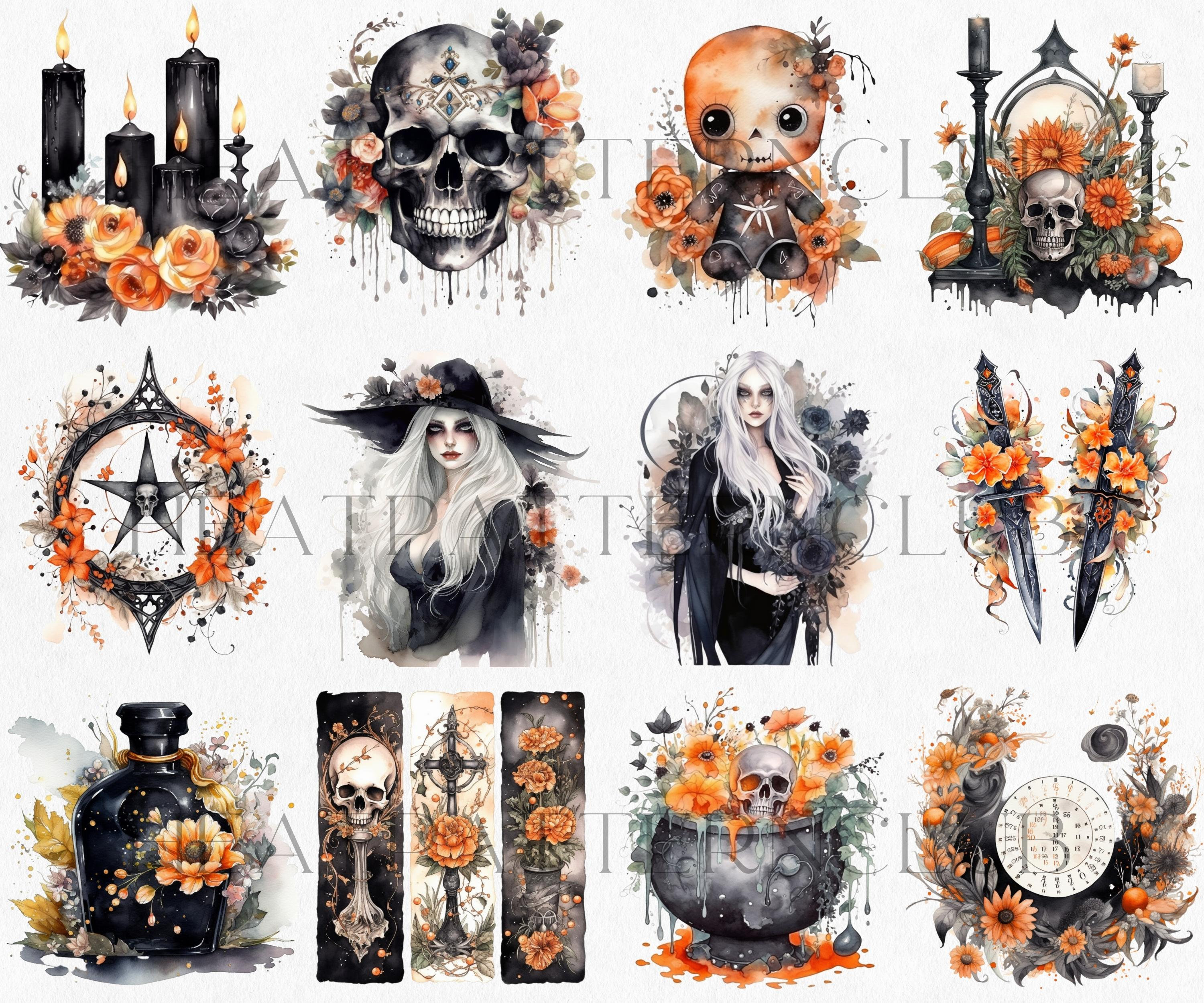 72 Witchy Items Watercolor Clipart Witch Clip Art Png Magic - Etsy