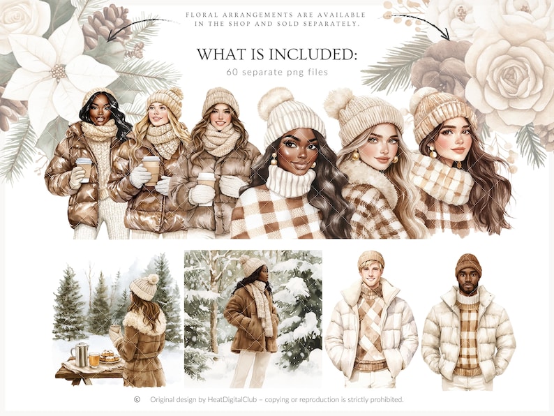 Watercolor Winter Cocoa Clipart Set | Elegant Cozy Winter Christmas PNG ...