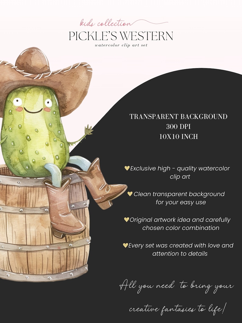 Watercolor Pickles Western Clip Art, Funny Pickle Clipart PNG, Cute ...