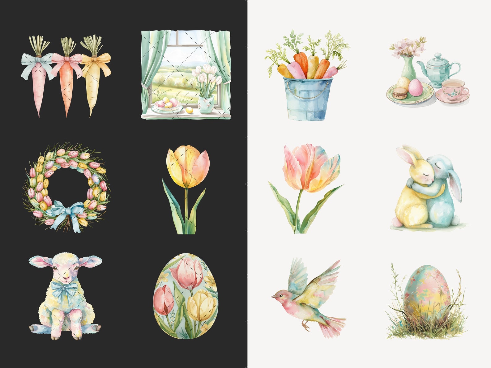 Watercolor Pastel Easter Clipart, Pastel Easter Eggs Clip Art, Easter ...