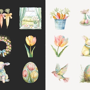 Watercolor Pastel Easter Clipart, Pastel Easter Eggs Clip Art, Easter ...