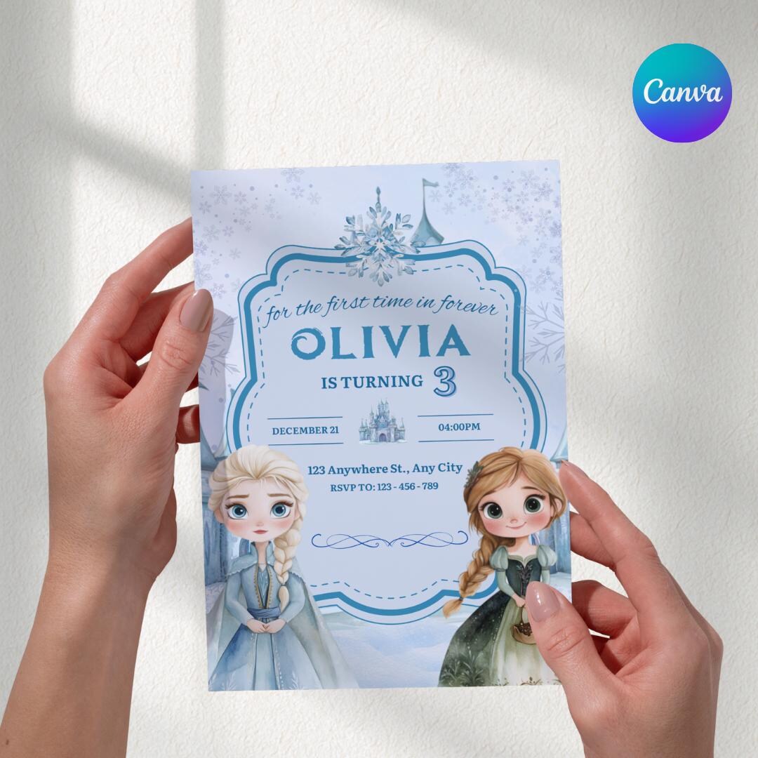 Editable Frozen Birthday Invitation, Elsa Anna Party Invite, Princess ...