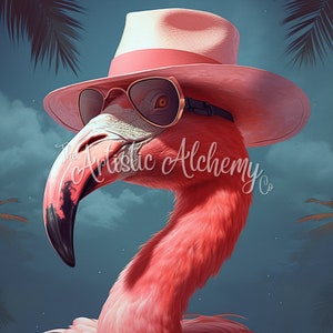 Cool Flamingos With Hats and Sunglasses - Fun & Quirky Home Decor ...