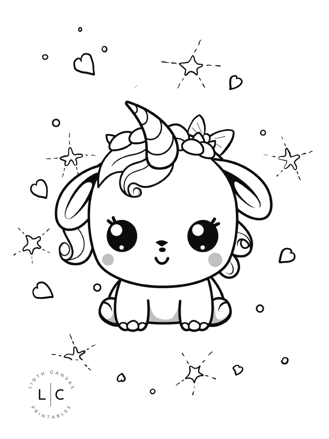 Cute Baby Unicorn Coloring Page. Children Coloring Pages. - Etsy
