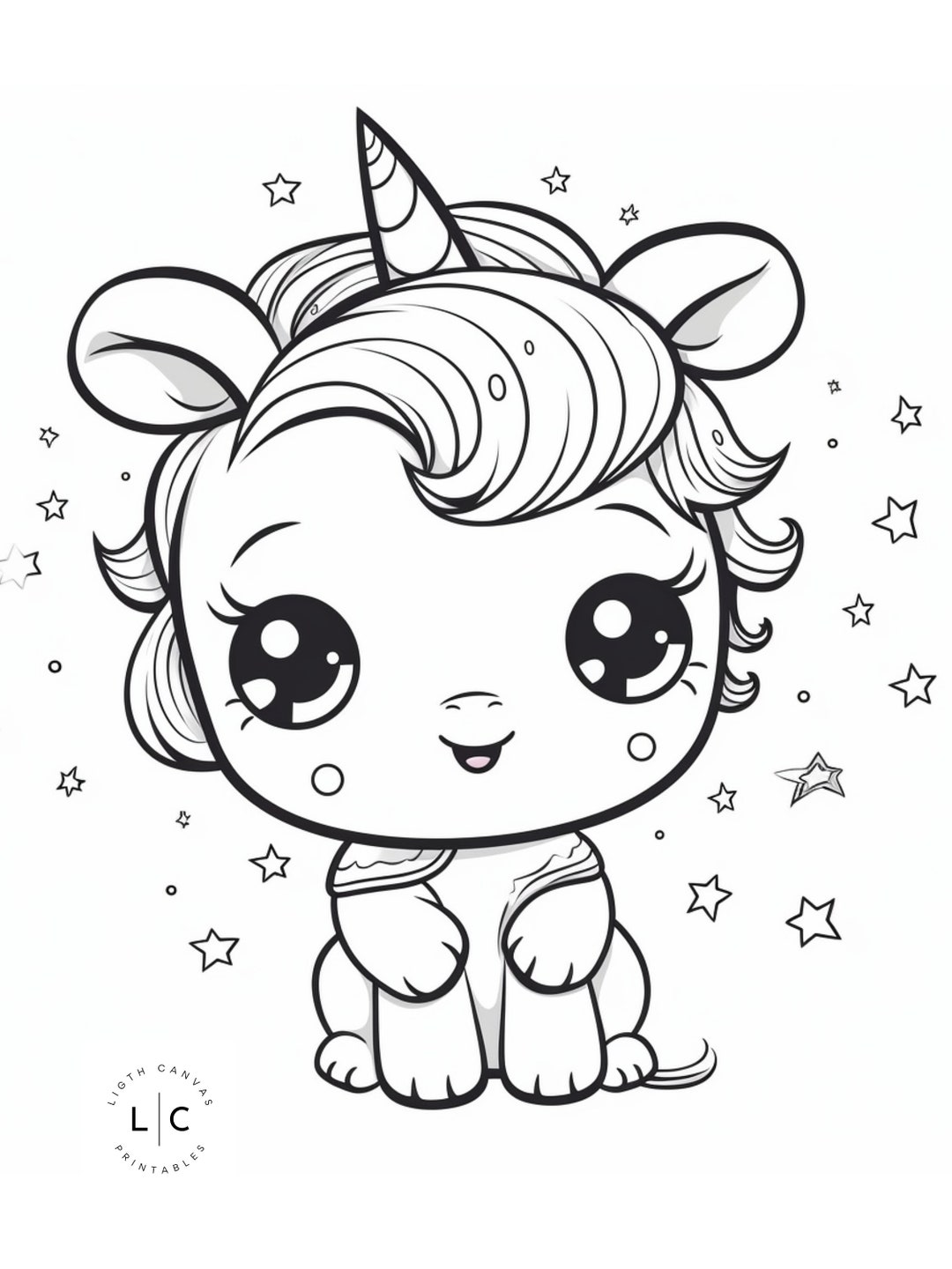 Cute Baby Unicorn Coloring Page. Kid’s Coloring Activities. - Etsy