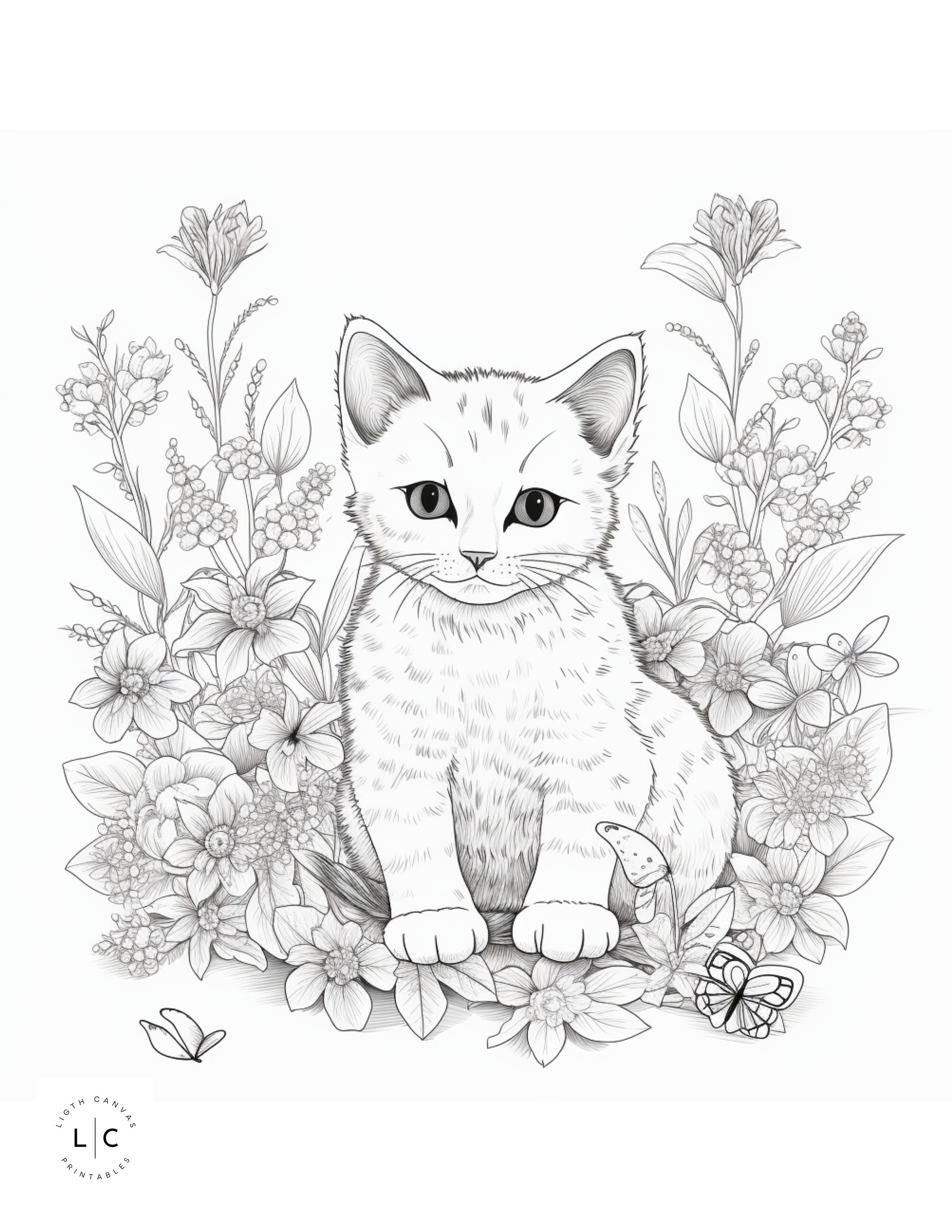 Cute Kitten Coloring Pages. Cats and Kittens. Children’s Coloring ...